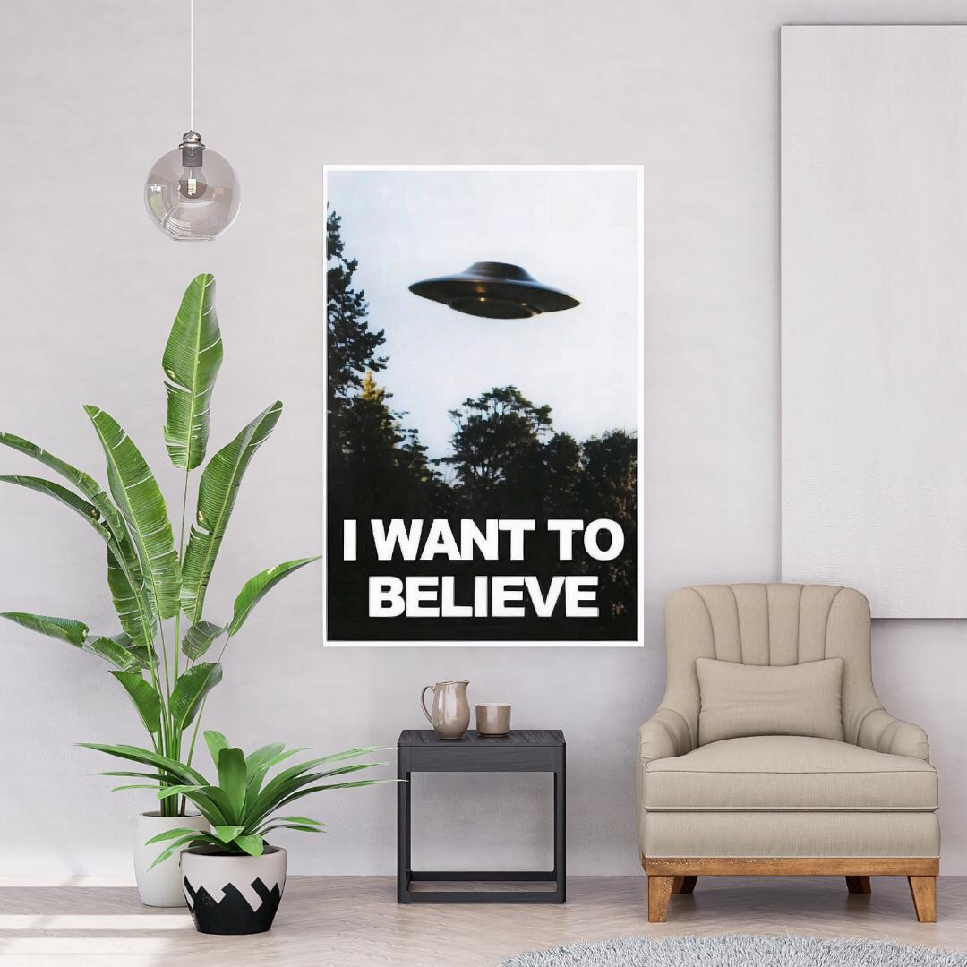 UFO Poster,mystery UFO Print, Sci-fi Wall Artwork, I Want to Believe ...