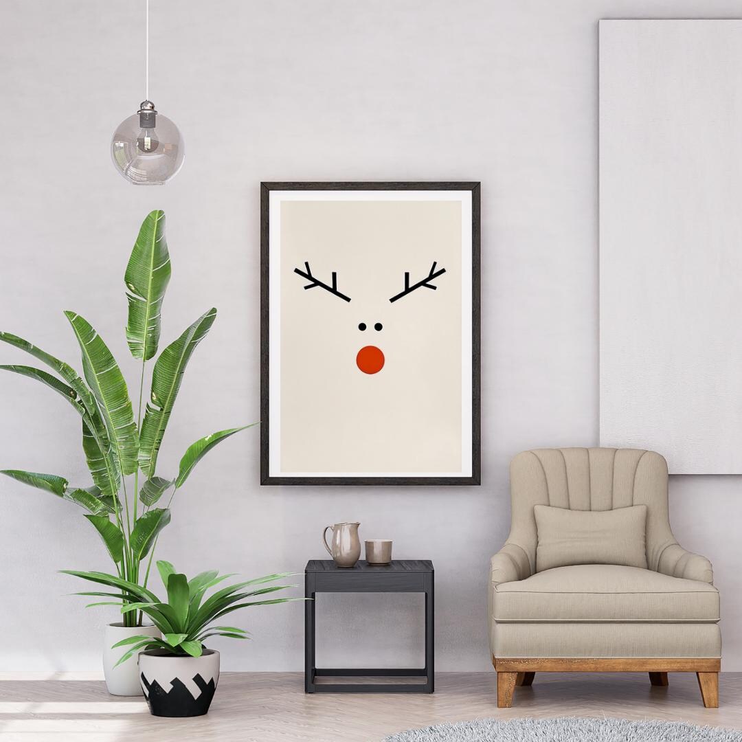 Rudolph Wall Art,minimalist Christmas Decor,reindeer Poster,holiday ...
