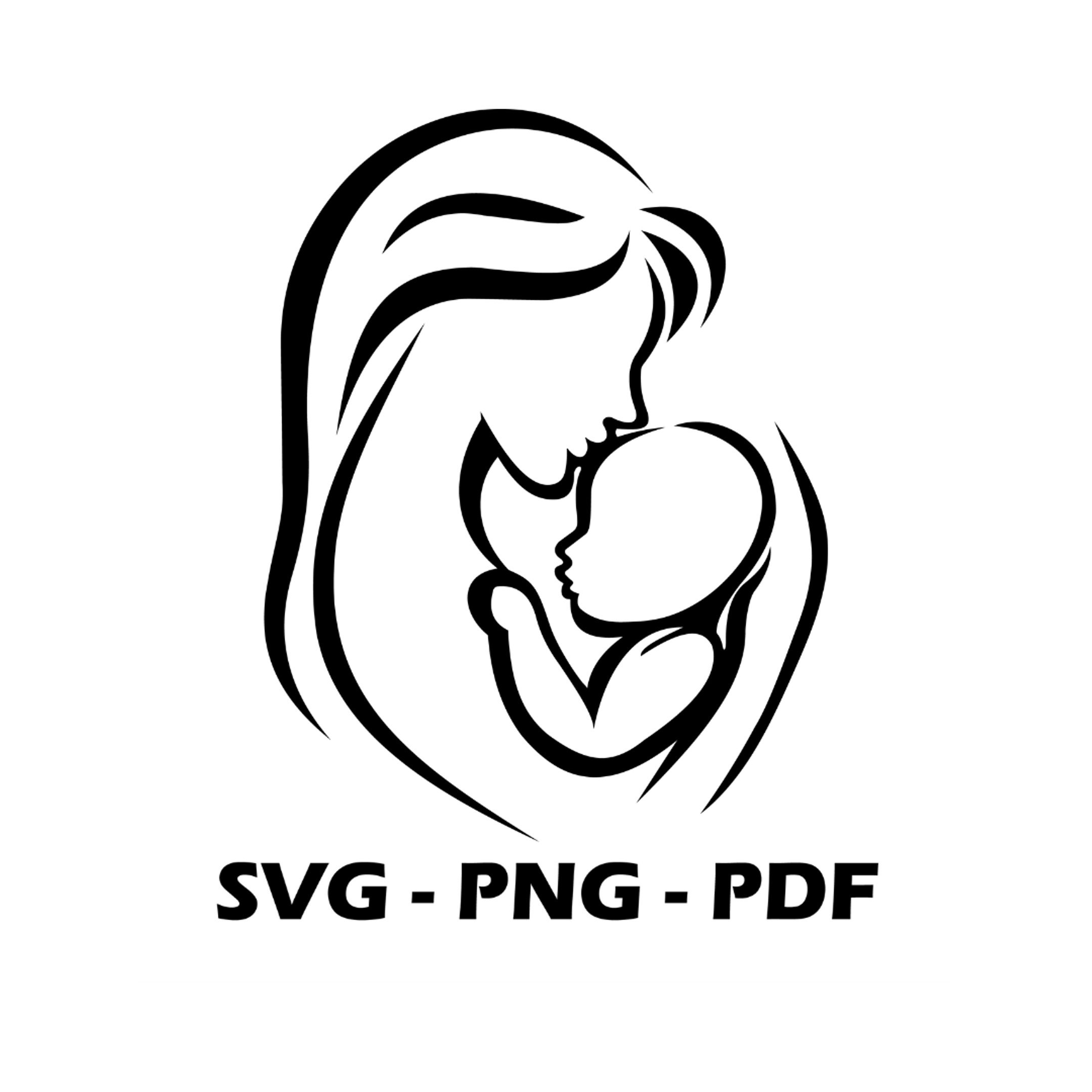 Mother and Child SVG Silhouette, Silhouette Svg, Mother and Child ...