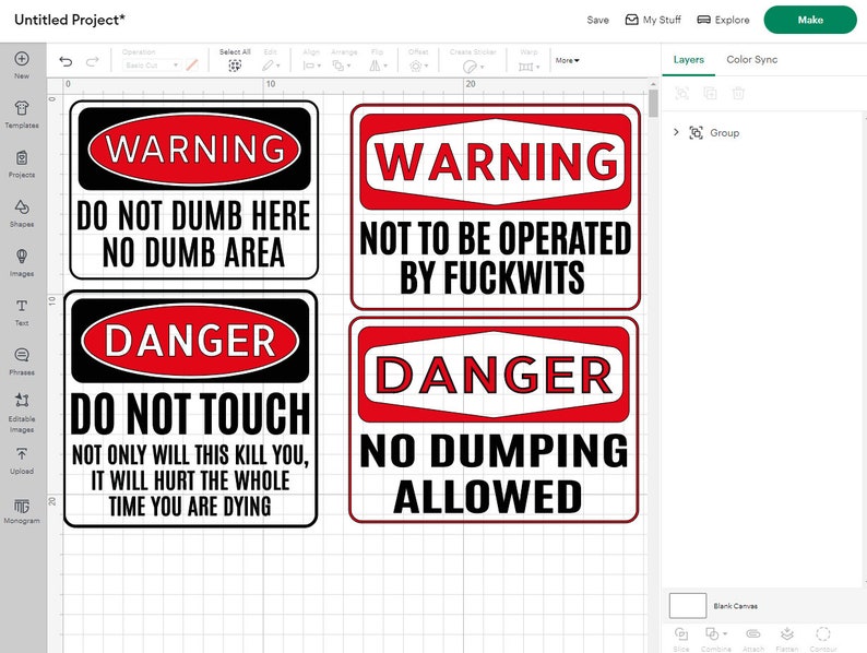 Funny Warning Sign SVG | Sarcastic Quote Signs Bundle | Danger and ...