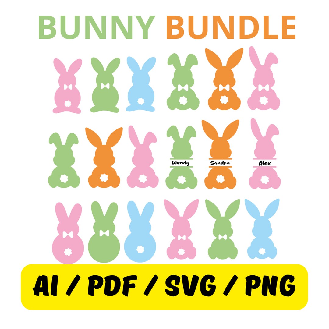 Bunny SVG Bundle | Easter Bunny Clipart | Cute Rabbit PNG | Bunny ...