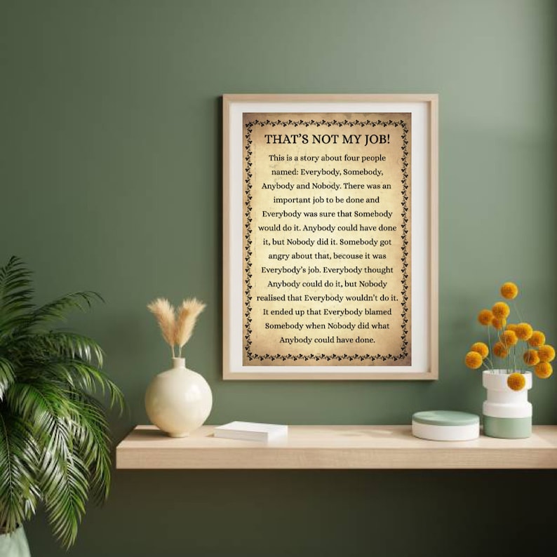 Funny Inspirational Poster, That's Not My Job Poster, Motivational Wall ...