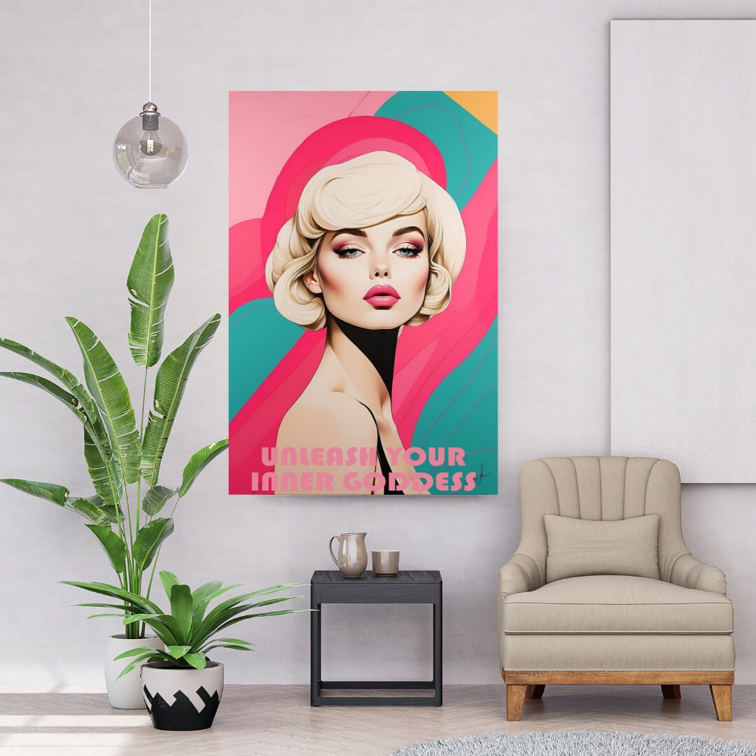 Unleash Your Inner Goddess Poster, Vintage Woman Poster, Glamorous ...