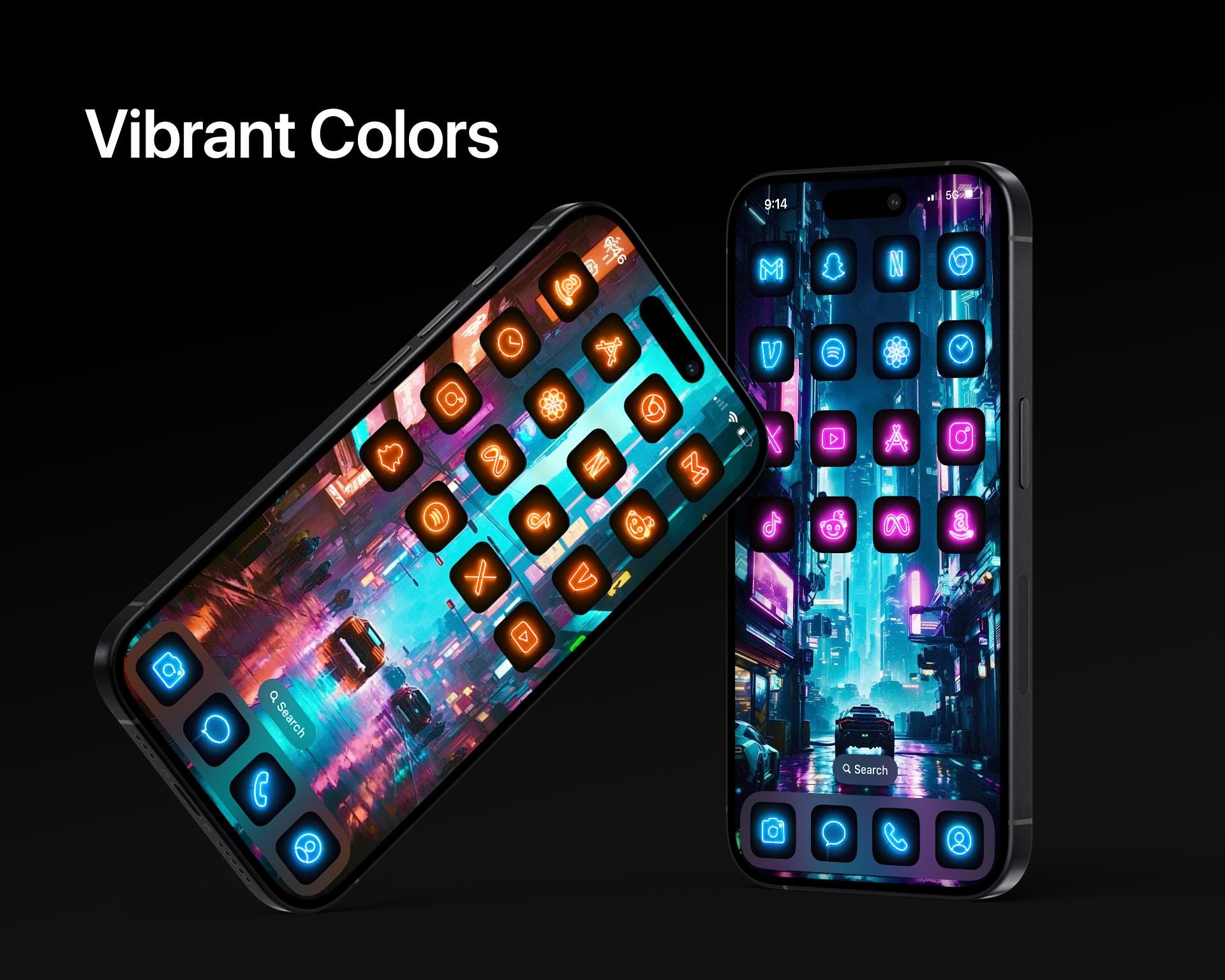 Neon Ios Icon Pack, Cyberpunk Ios Icon Pack, Colorful Icon Pack ...