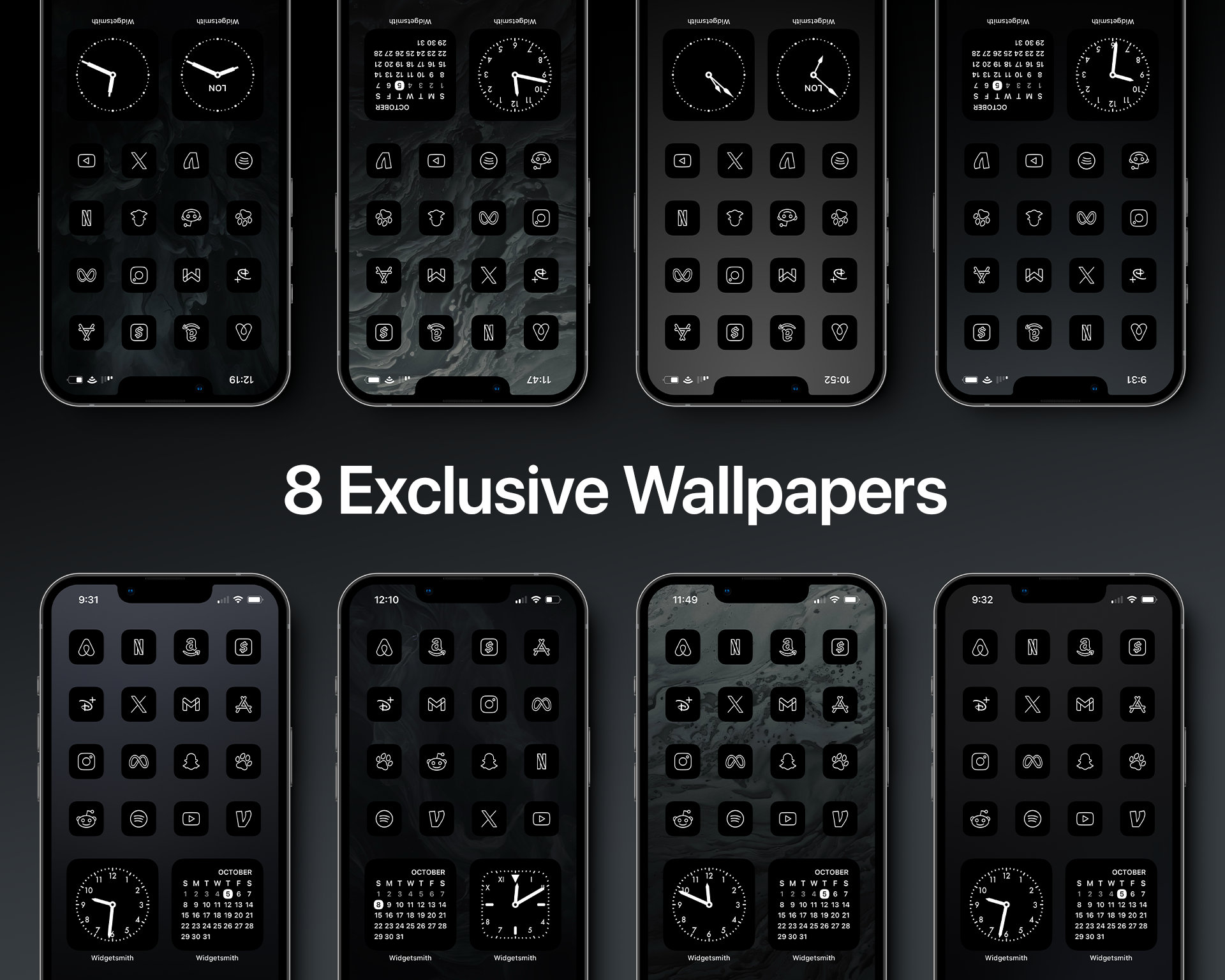Black Ios Icon Pack, Minimal Dark Ios Icon Pack, Black and White Icon ...