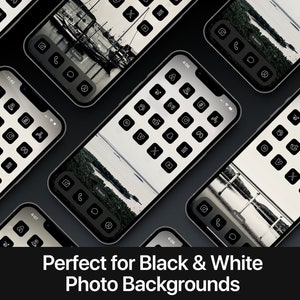 Black Ios Icon Pack, Minimal Dark Ios Icon Pack, Black and White Icon ...