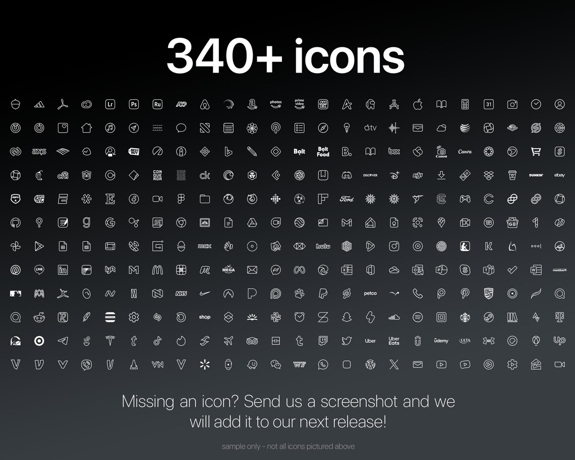 Black Ios Icon Pack, Minimal Dark Ios Icon Pack, Black and White Icon ...