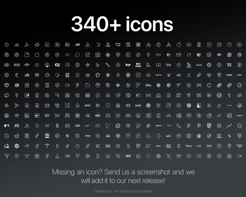 Black Ios Icon Pack, Minimal Dark Ios Icon Pack, Black and White Icon ...