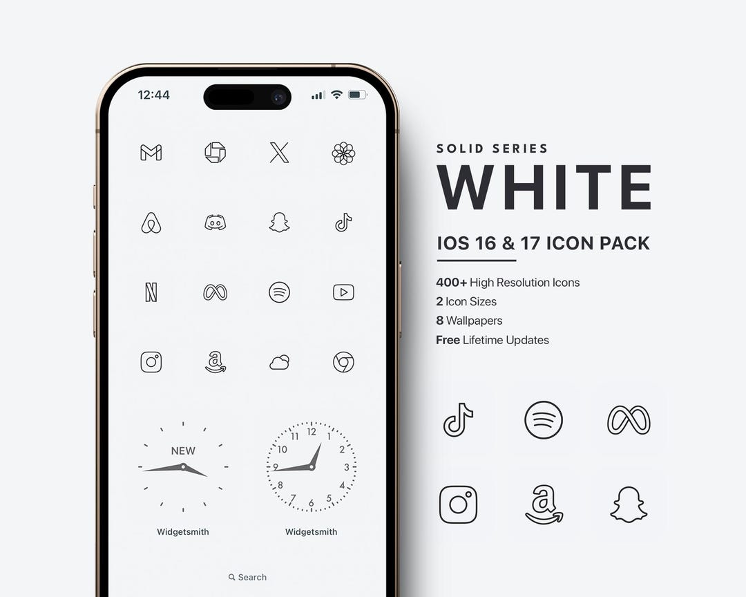 White Ios Icon Pack, Minimal White Icon Pack, Black and White Icon Pack ...