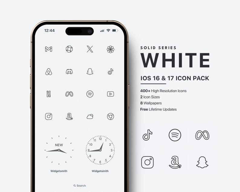 White Ios Icon Pack, Minimal White Icon Pack, Black and White Icon Pack ...