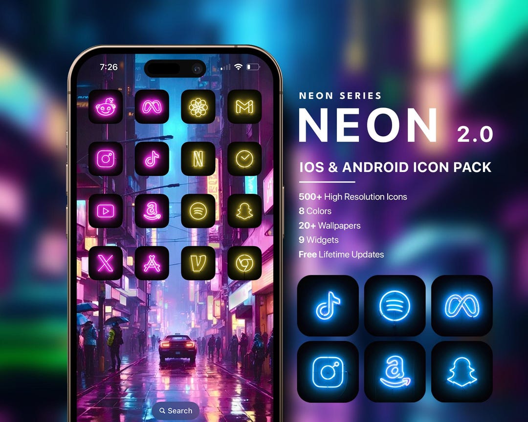 Cyberpunk Neon Ios Icon Pack, Minimal Ios Icon Pack, Cyberpunk ...