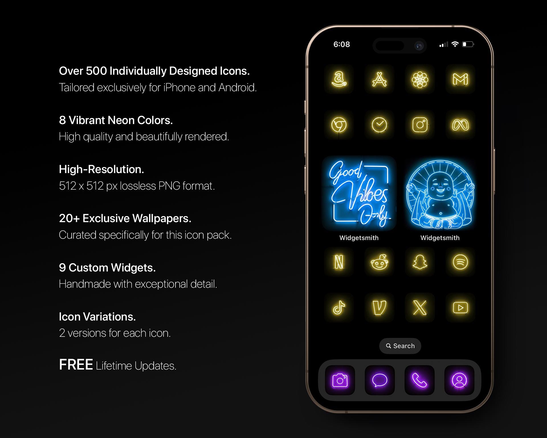 Neon Ios Icon Pack, Cyberpunk Ios Icon Pack, Colorful Icon Pack ...