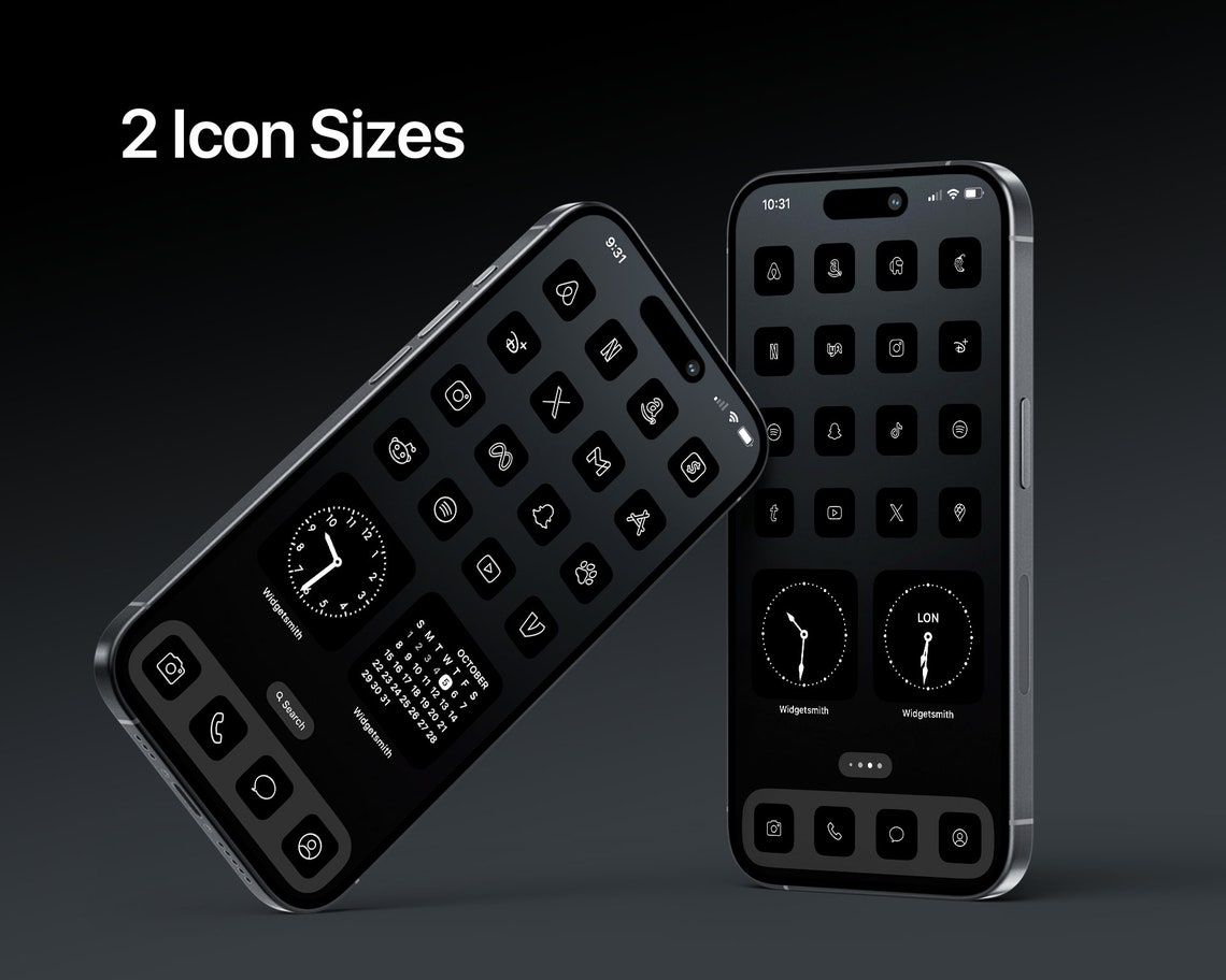 Black Ios Icon Pack, Minimal Dark Ios Icon Pack, Black and White Icon ...