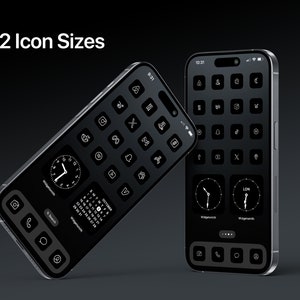 Black Ios Icon Pack, Minimal Dark Ios Icon Pack, Black and White Icon ...