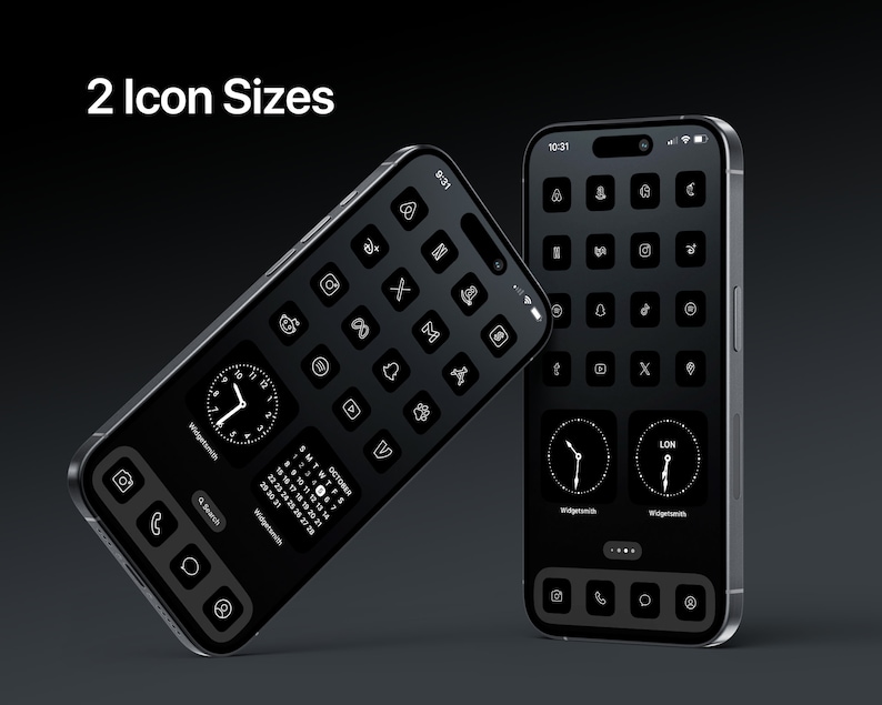 Black Ios Icon Pack, Minimal Dark Ios Icon Pack, Black and White Icon ...