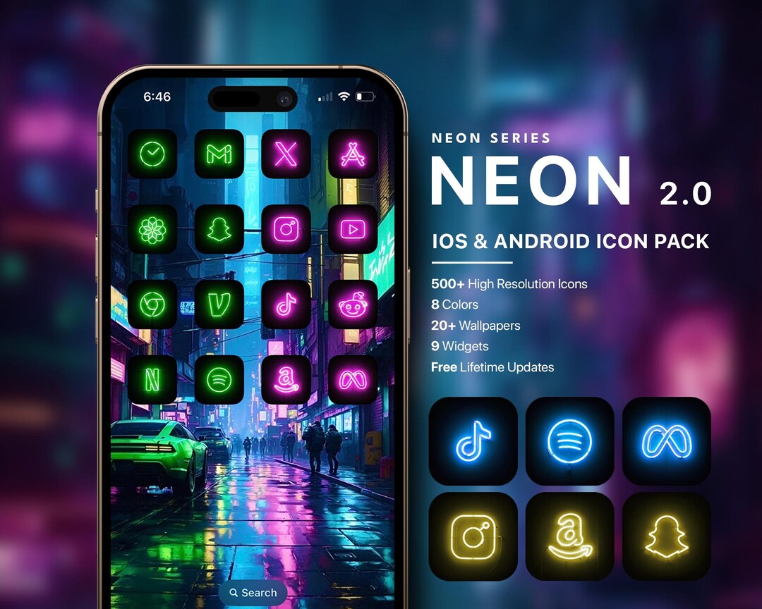 Cyberpunk Neon Ios Icon Pack, Minimal Ios Icon Pack, Cyberpunk ...