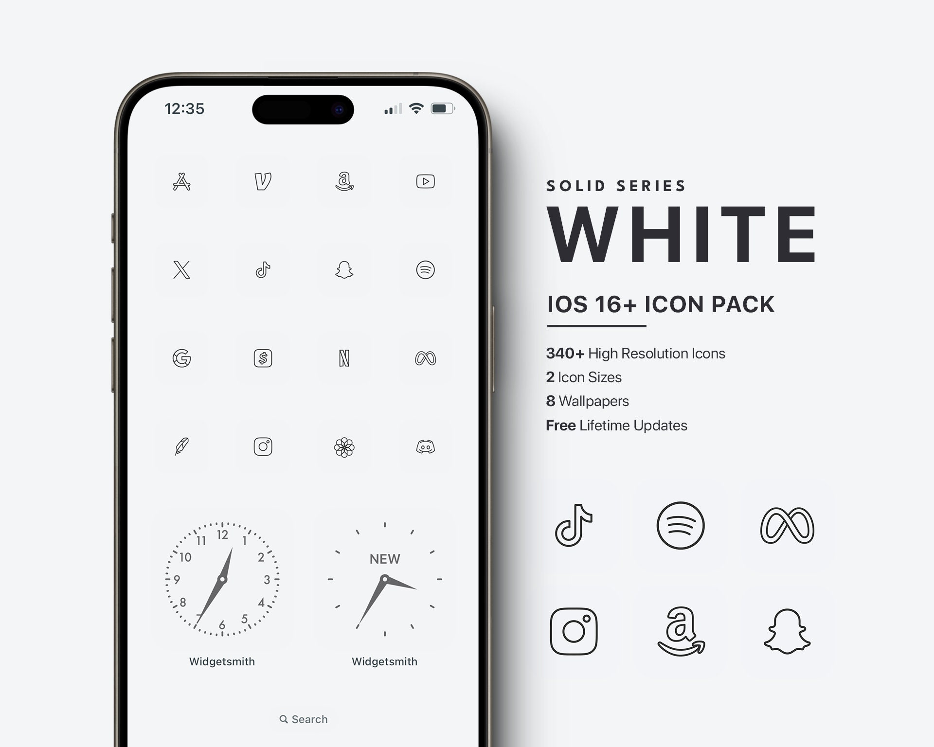 White Ios Icon Pack, Minimal White Icon Pack, Black and White Icon Pack ...