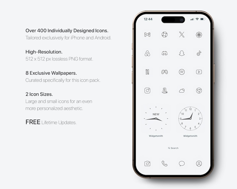 White Ios Icon Pack, Minimal White Icon Pack, Black and White Icon Pack ...