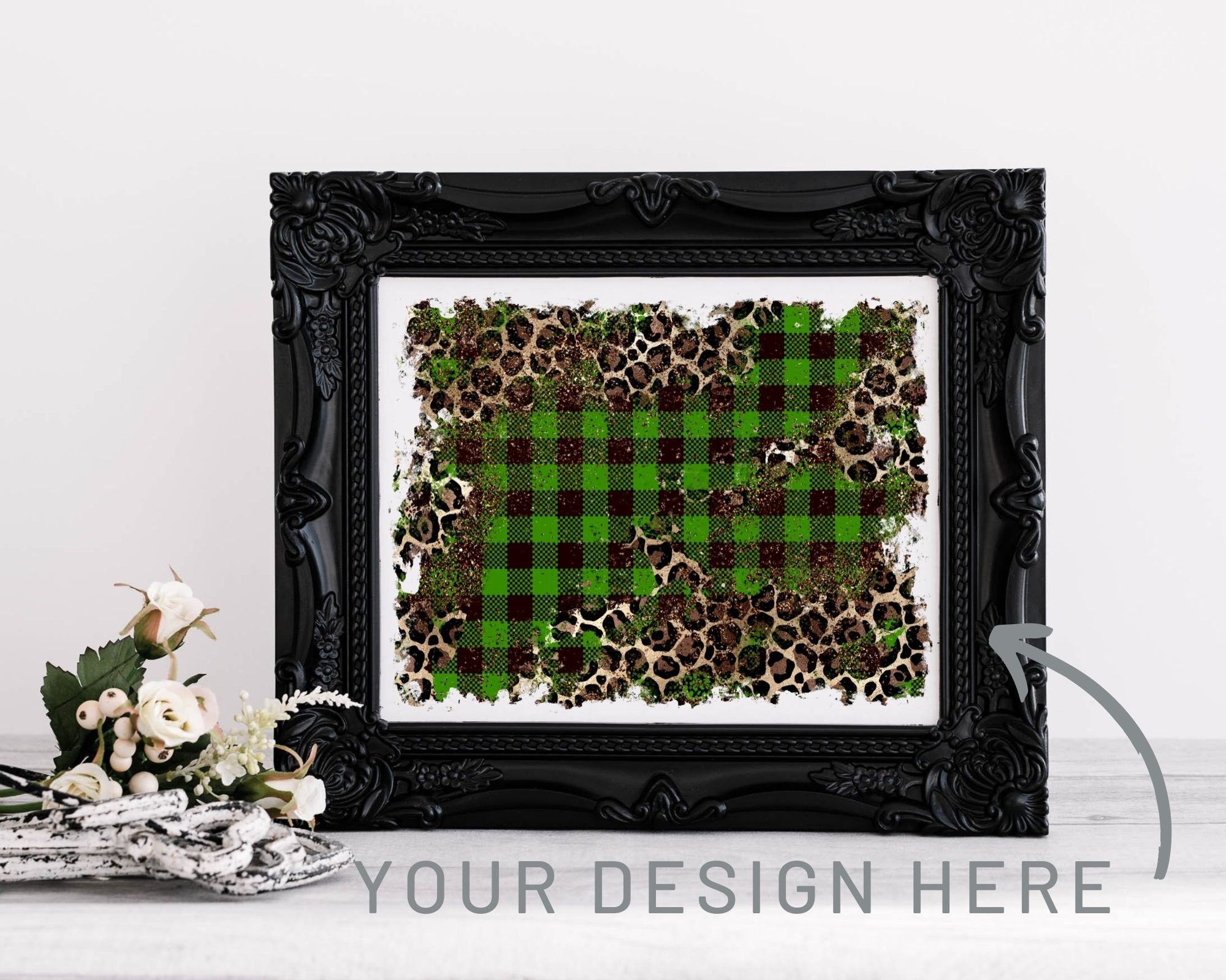 Green Buffalo Plaid Leopard Sublimation PNG, Cheetah Distressed ...