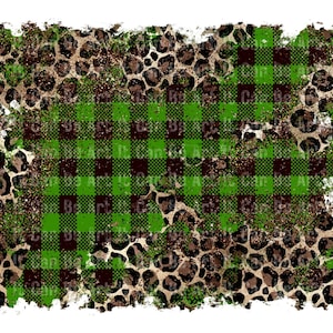 Green Buffalo Plaid Leopard Sublimation PNG, Cheetah Distressed ...