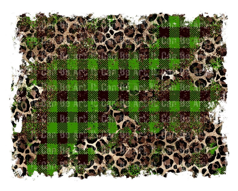 Green Buffalo Plaid Leopard Sublimation PNG, Cheetah Distressed ...