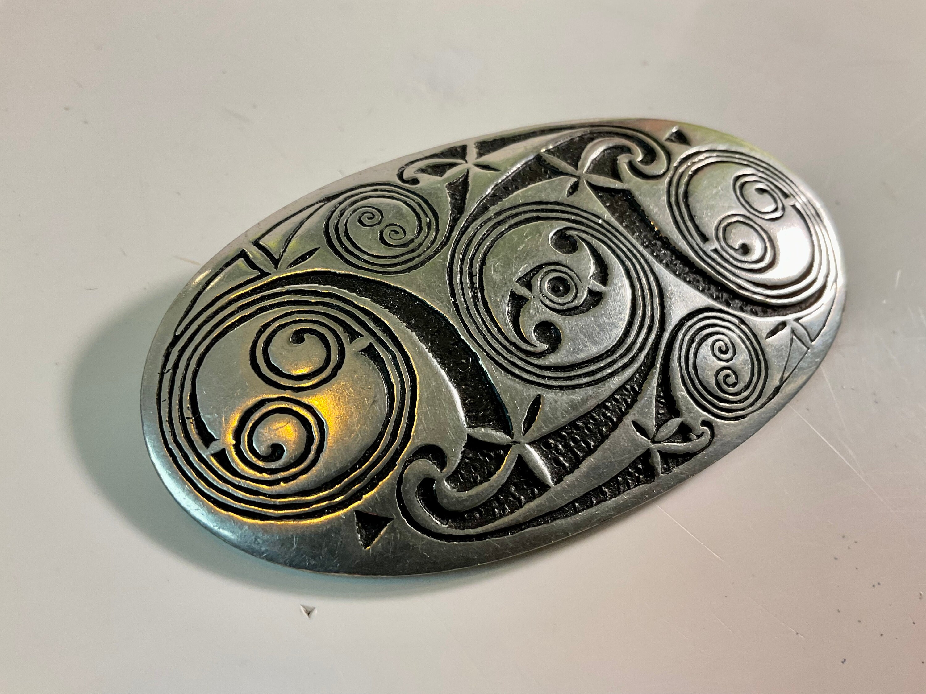 Vintage St Justin Pewter Celtic Brooch Pin Oval Jewelry | Etsy