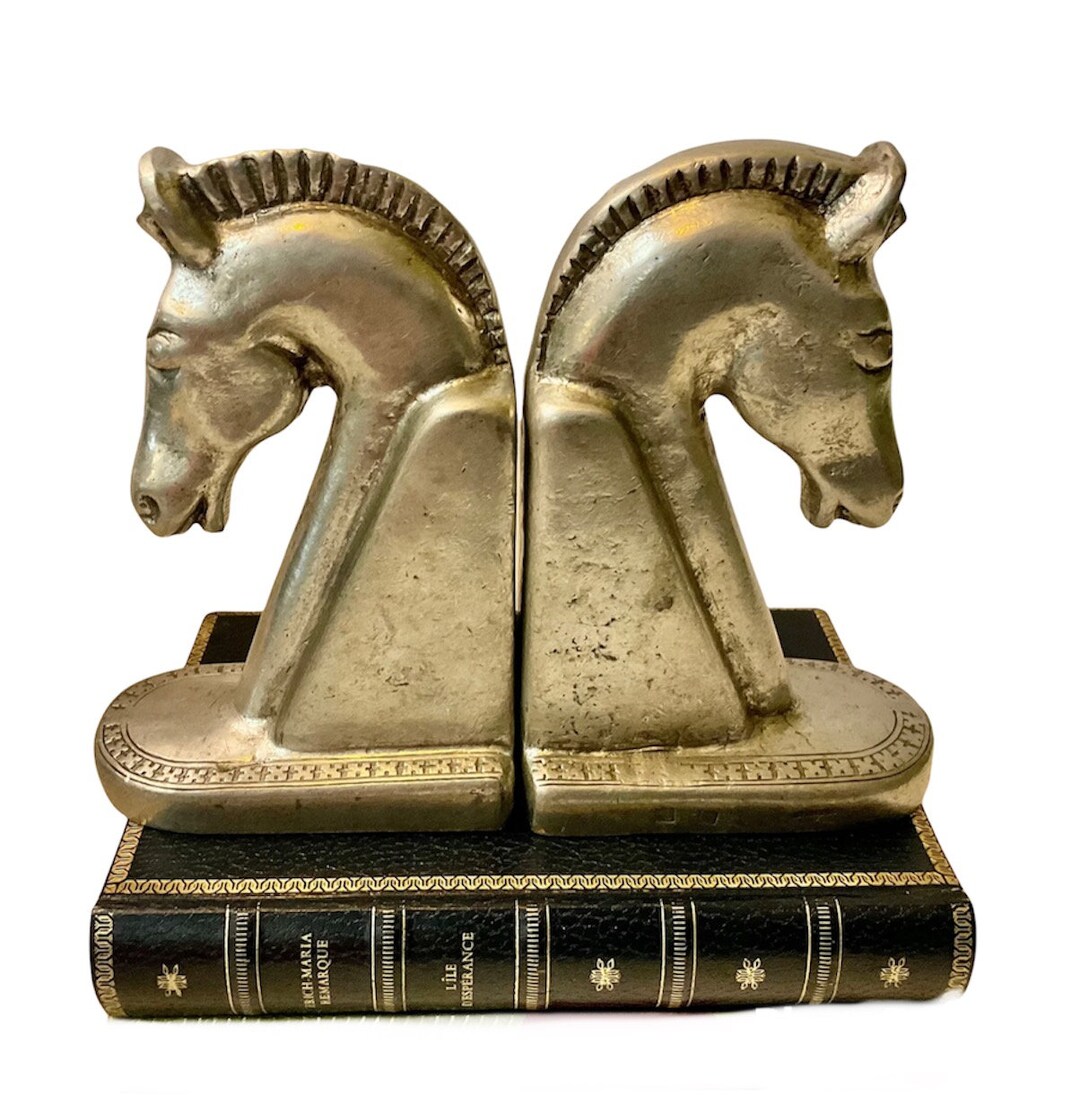 Vintage Pewter Horse Head Bookends Home Decor - Etsy