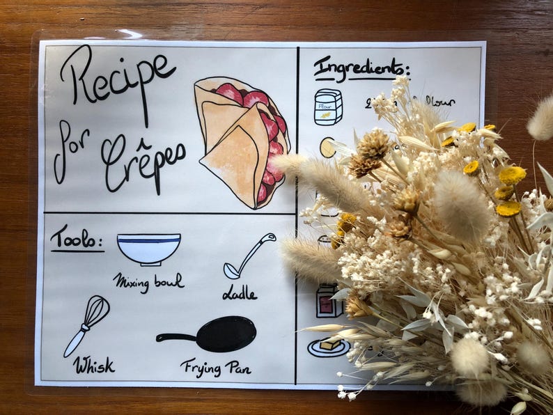 Visual Kid Friendly Recipe | Montessori Inspired | Crepe Laminated ...