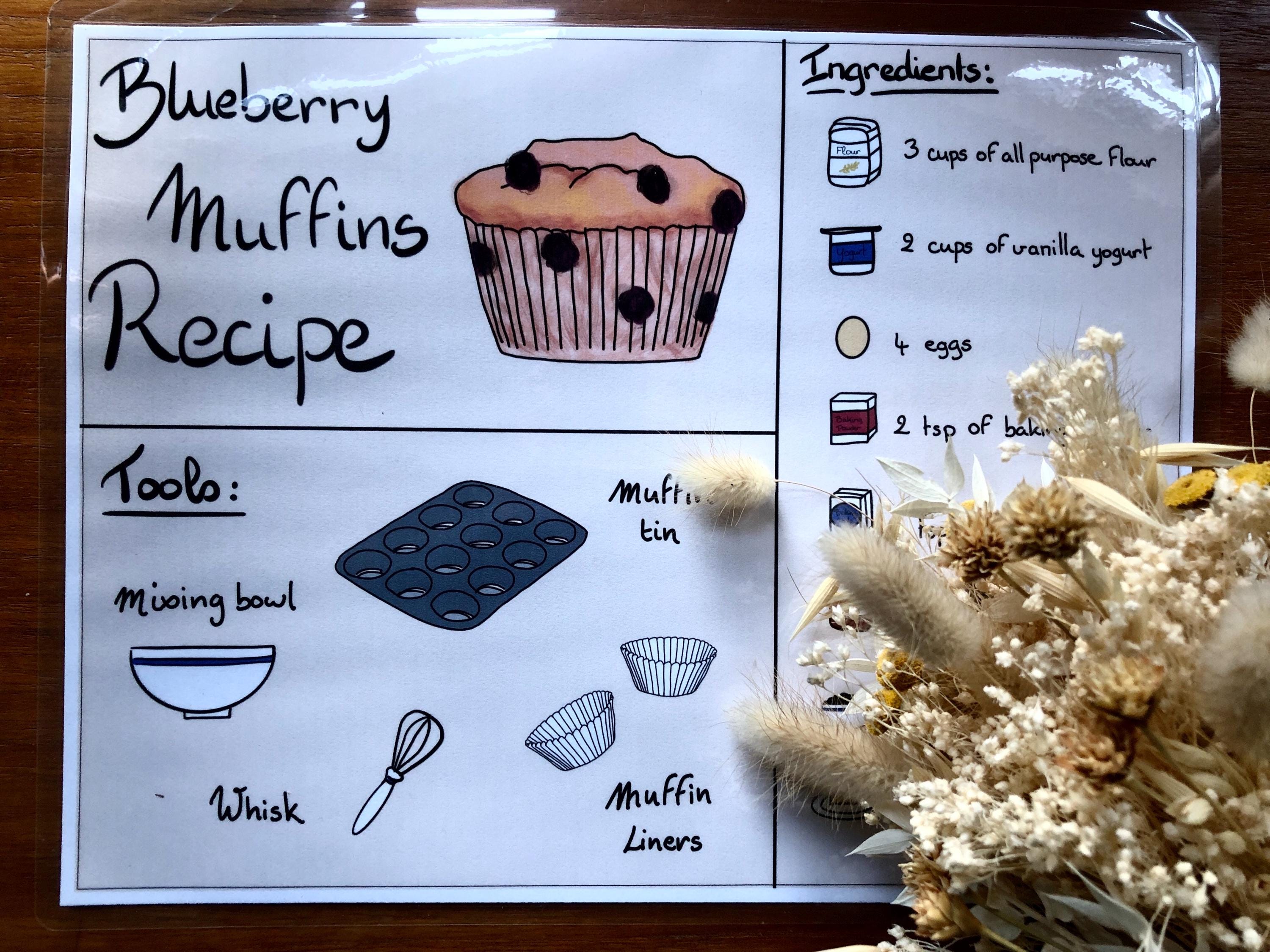 Visual Kid Friendly Recipe | Montessori Inspired | Blueberry Muffins ...