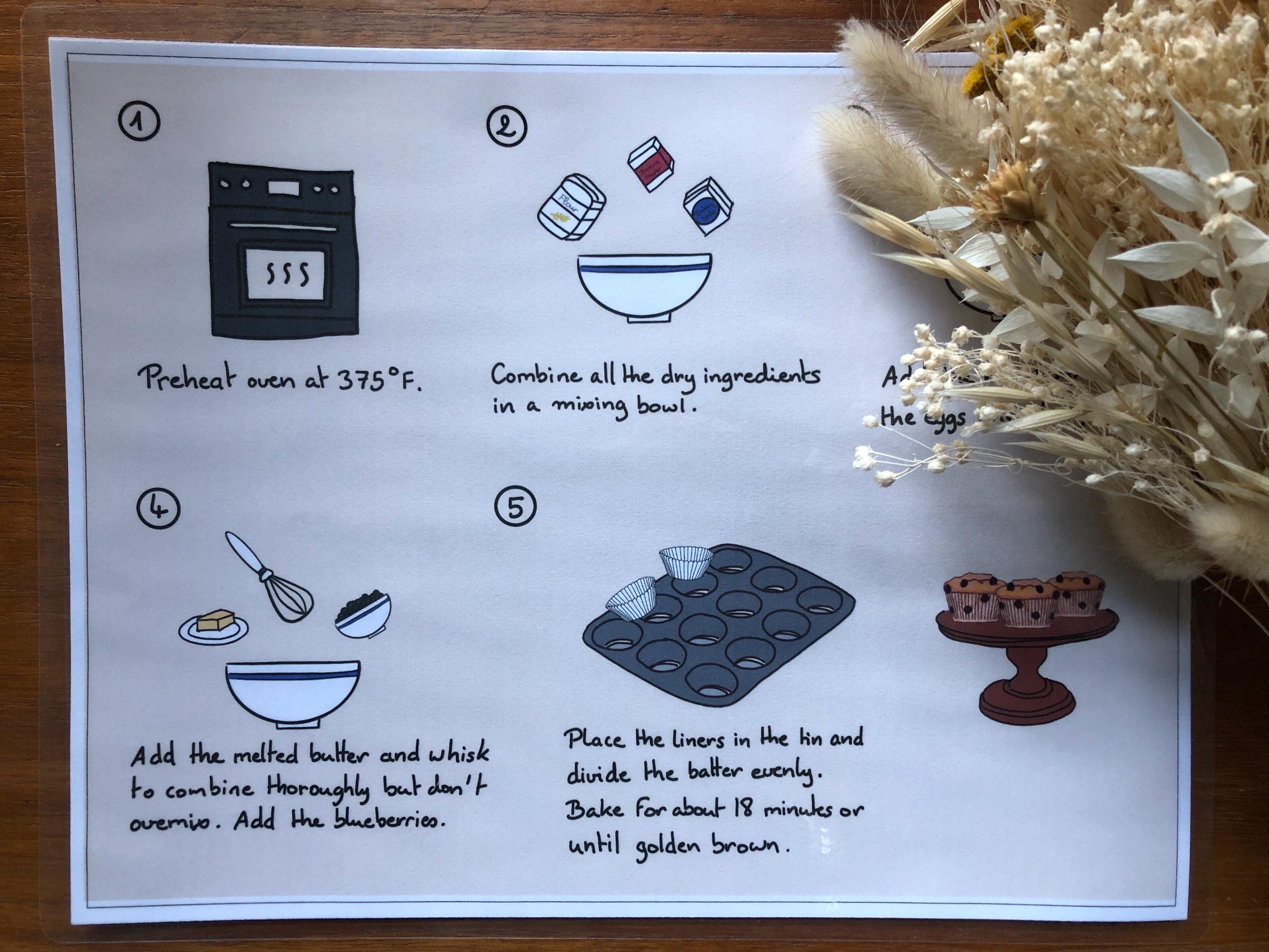 Visual Kid Friendly Recipe | Montessori Inspired | Blueberry Muffins ...