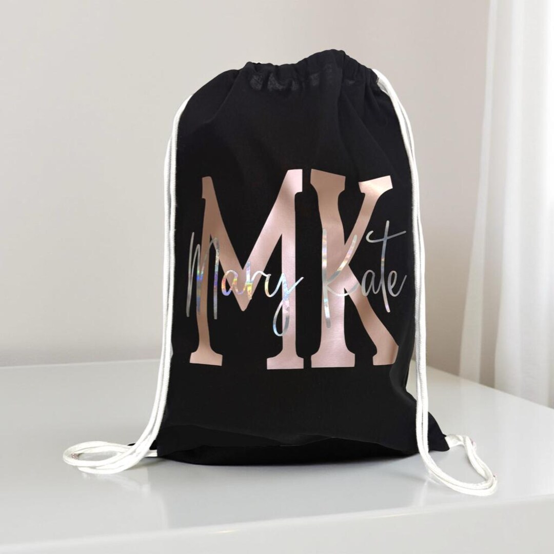 Personalized Name and Initial Drawstring Bag - Etsy