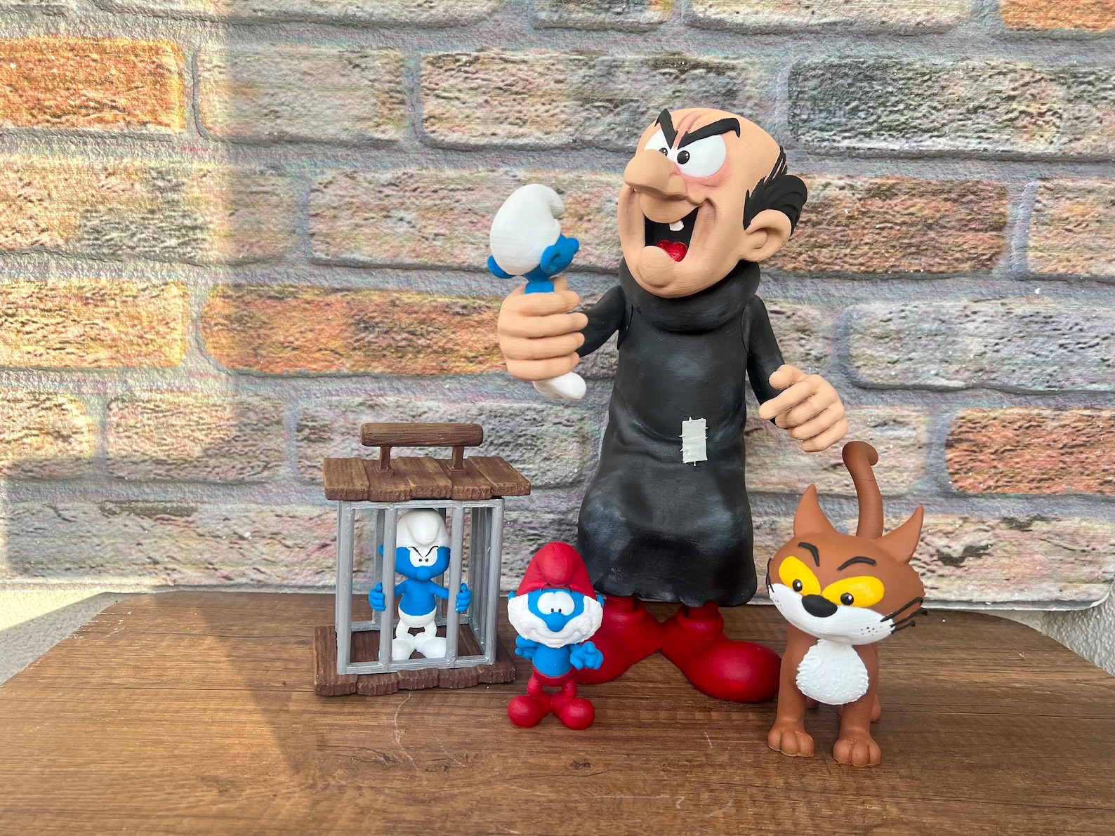 Gargamel Azrael and Simufs Diorama Papa Smurf my Gift - Etsy