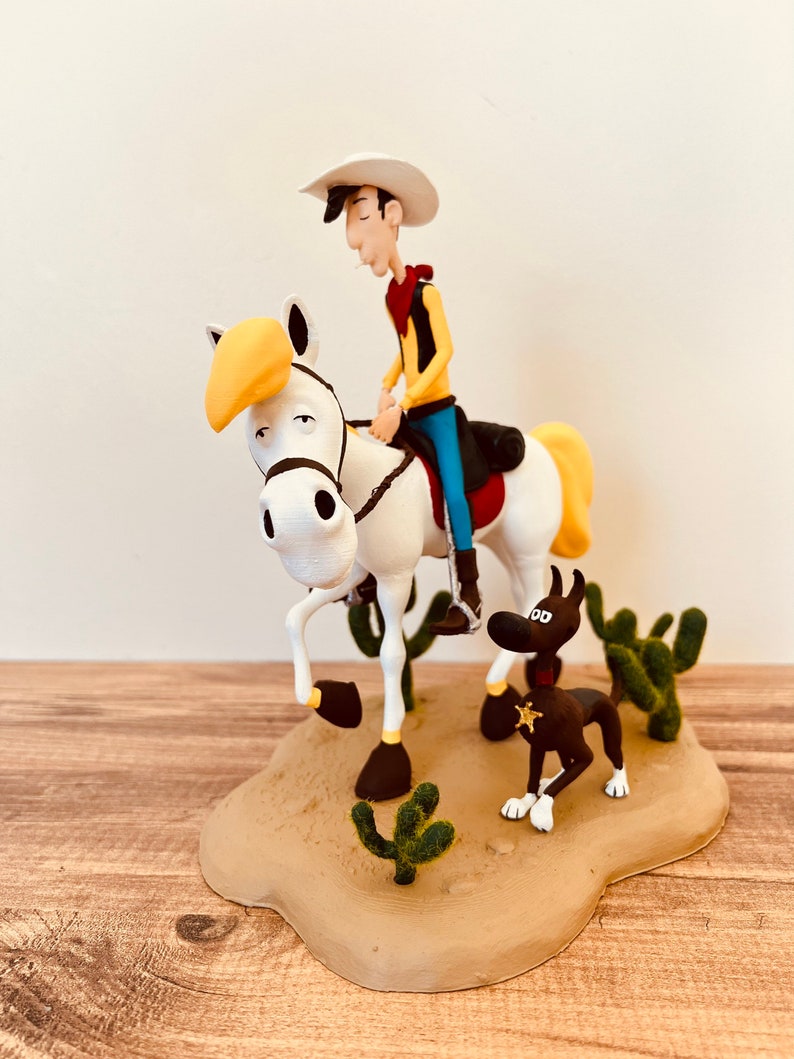 Lucky Luke Figurevintage Cartoon Characterluck Luke Diorama - Etsy