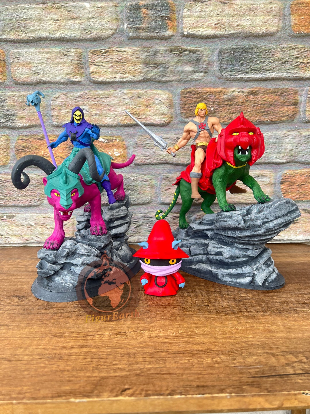 Handmade Heman and Skeletor Figures, Battle Cat and Panther, Vintage ...