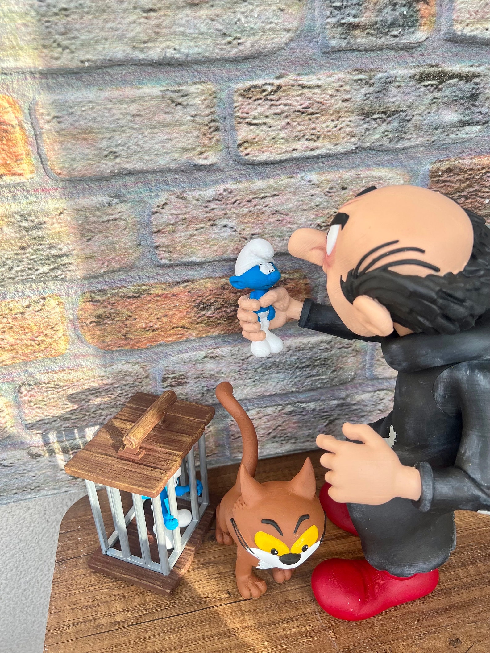 Gargamel Azrael and Simufs Diorama Papa Smurf my Gift - Etsy