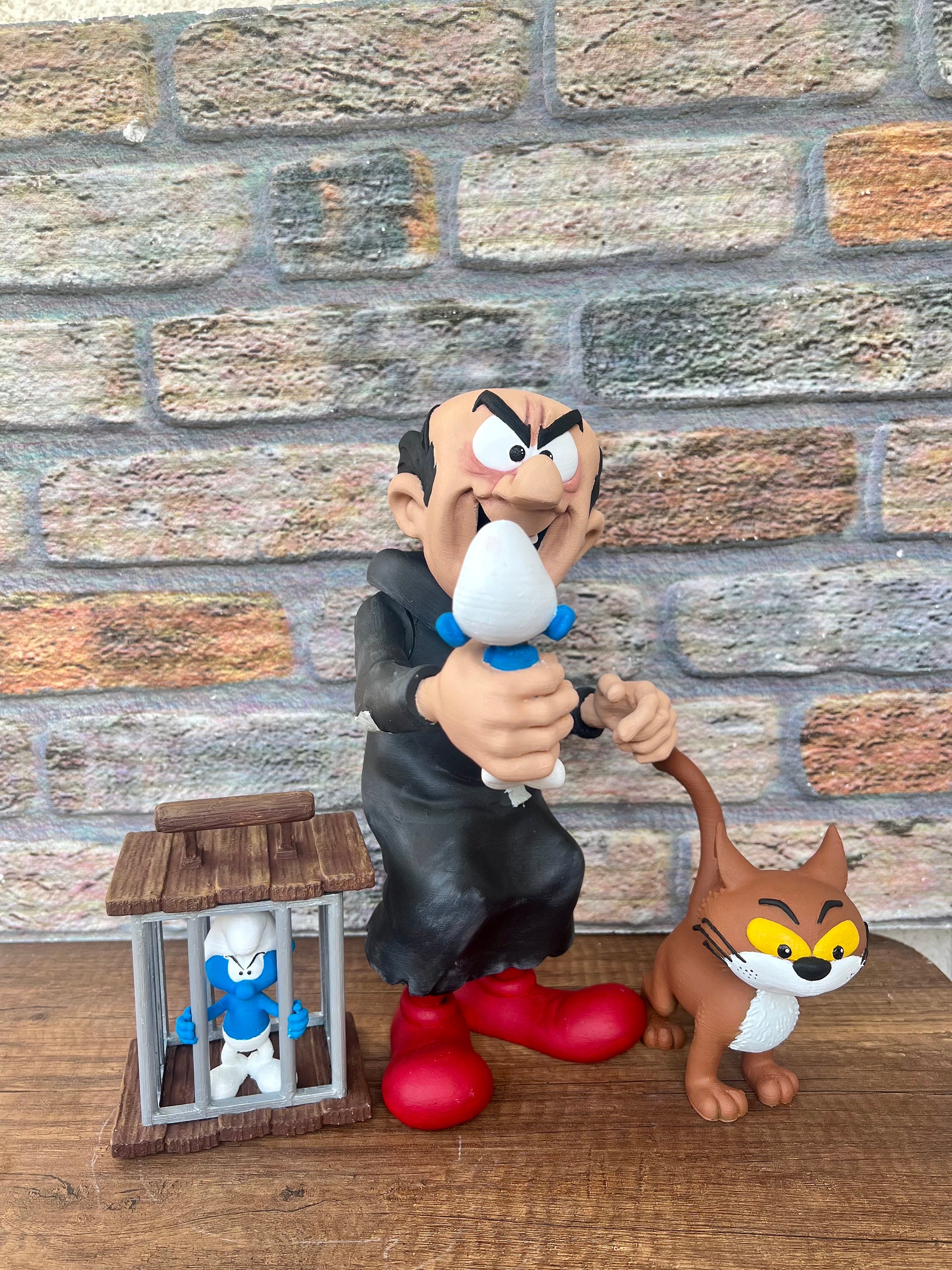 Gargamel Azrael and Simufs Diorama Papa Smurf my Gift - Etsy