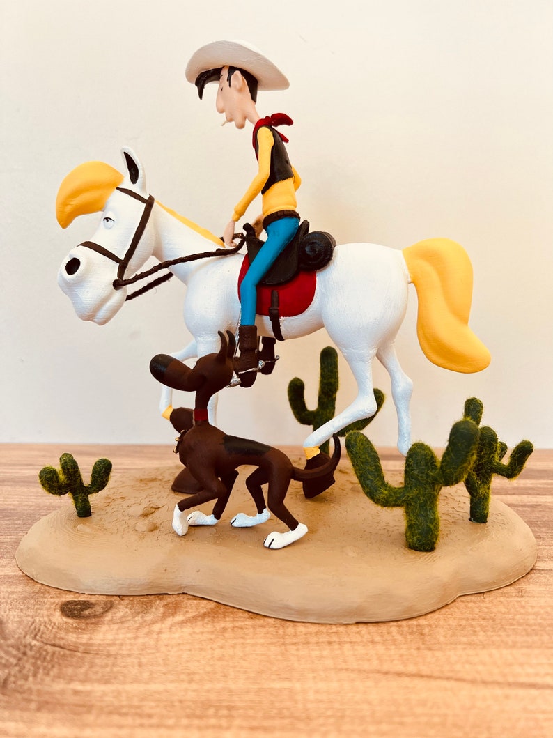 Lucky Luke Figurevintage Cartoon Characterluck Luke Diorama - Etsy