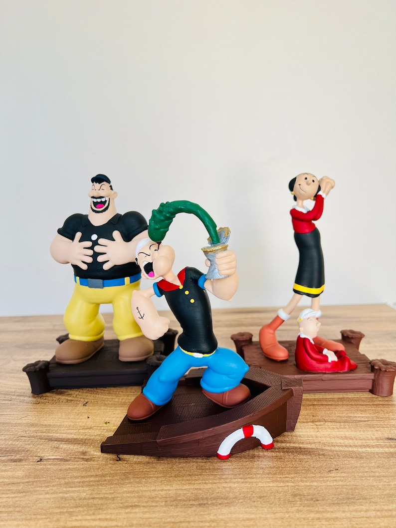 Handmade Popeye Cartoon Figurine Set: Vintage Olive & Brutus (20cm) - Etsy