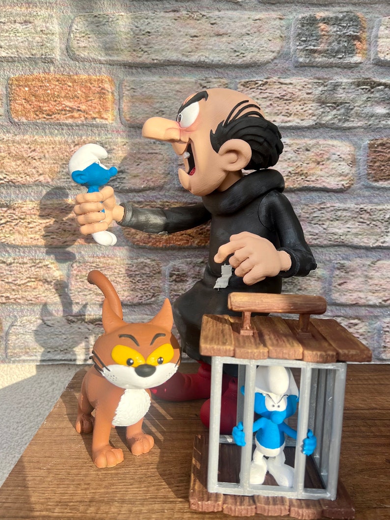 Gargamel Azrael and Simufs Diorama Papa Smurf my Gift - Etsy