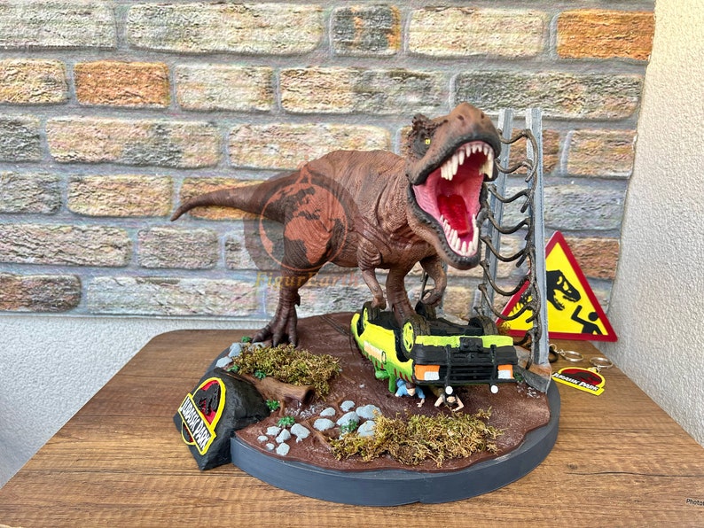 Jurassic Park T-rex Diorama Statue | Handmade Dinosaur Collectible ...