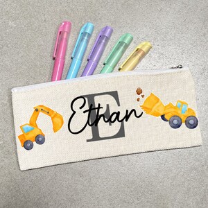 Personalised Digger Construction Pencil Case, Kids Diggers Pencil Case ...