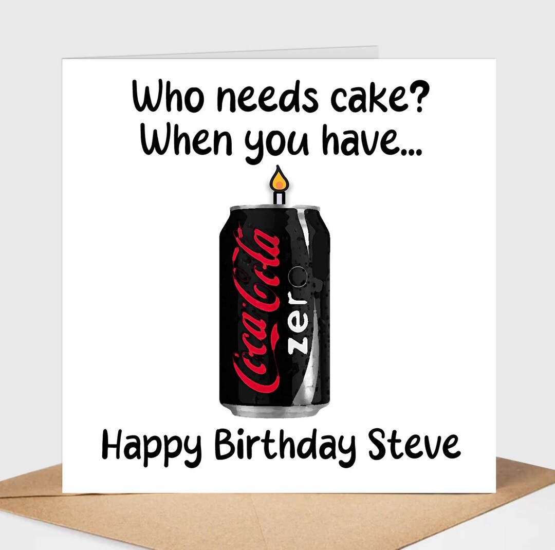 Coke Zero Birthday Card, Funny Card, Personalised Card, Birthday Card ...