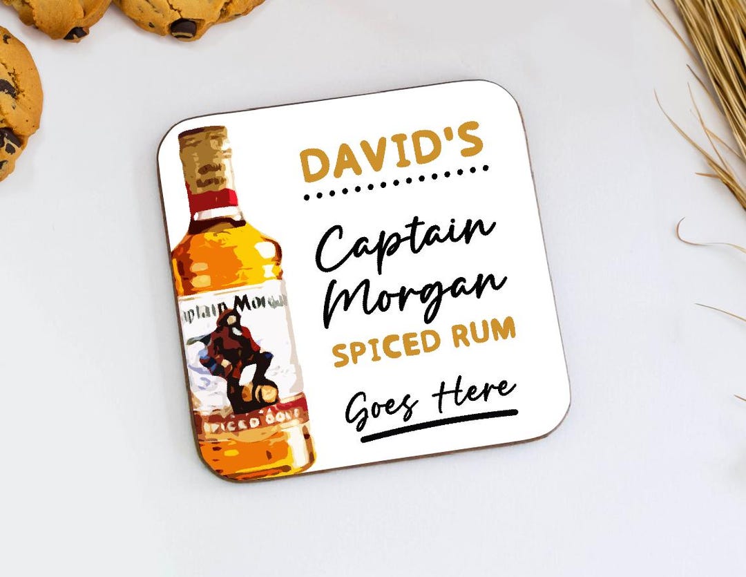 Personalised Captain Morgan Goes Here Coaster, Spiced Rum Gift, Rum ...