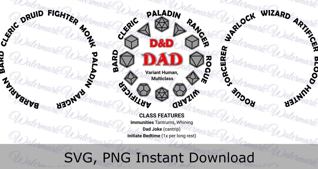 D&D Dad Multiclass Bundle Svg | Funny D and D Svg | Dungeons and ...