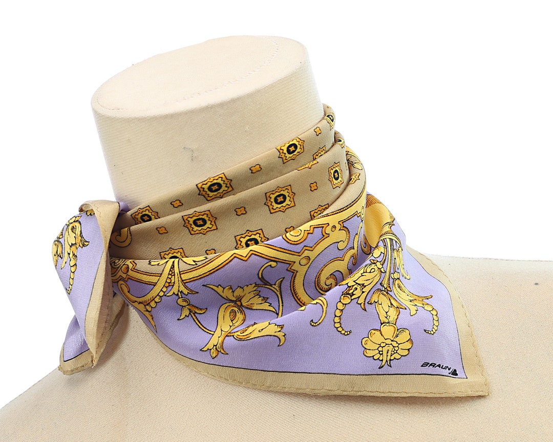 Designer Crepe Silk Scarf 80s BRAUN Silk Kerchief Royal - Etsy