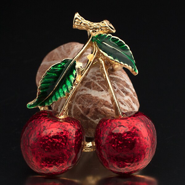 Cherry Brooch - Etsy