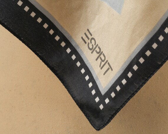 BEIGE Silk Scarf Artist Kerchief 90s Fan Print Scarf … - Gem