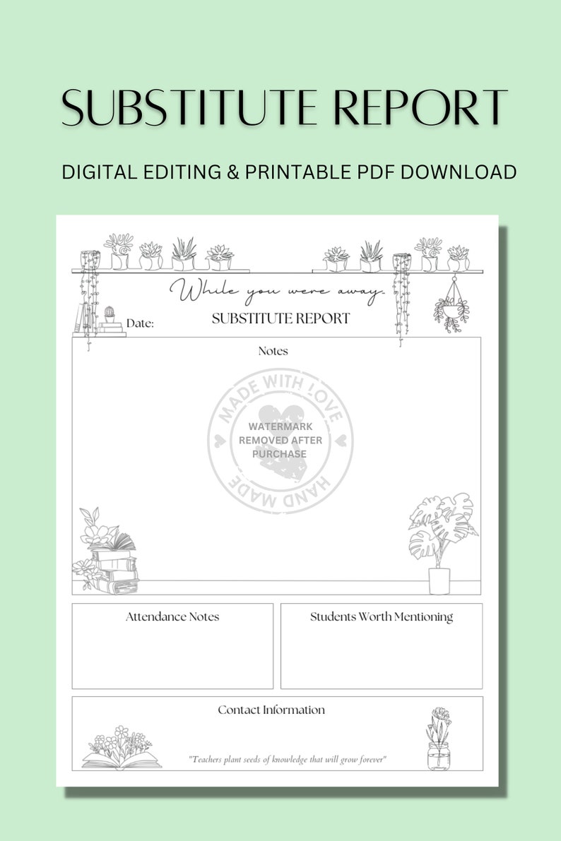 Substitute Report PDF for Print & Digital Use (plant Design ...