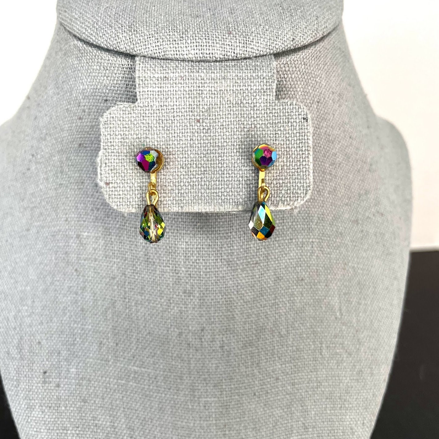 Gold Toned Clip on Multi Colored Rhinestone Earrings Gold - Etsy