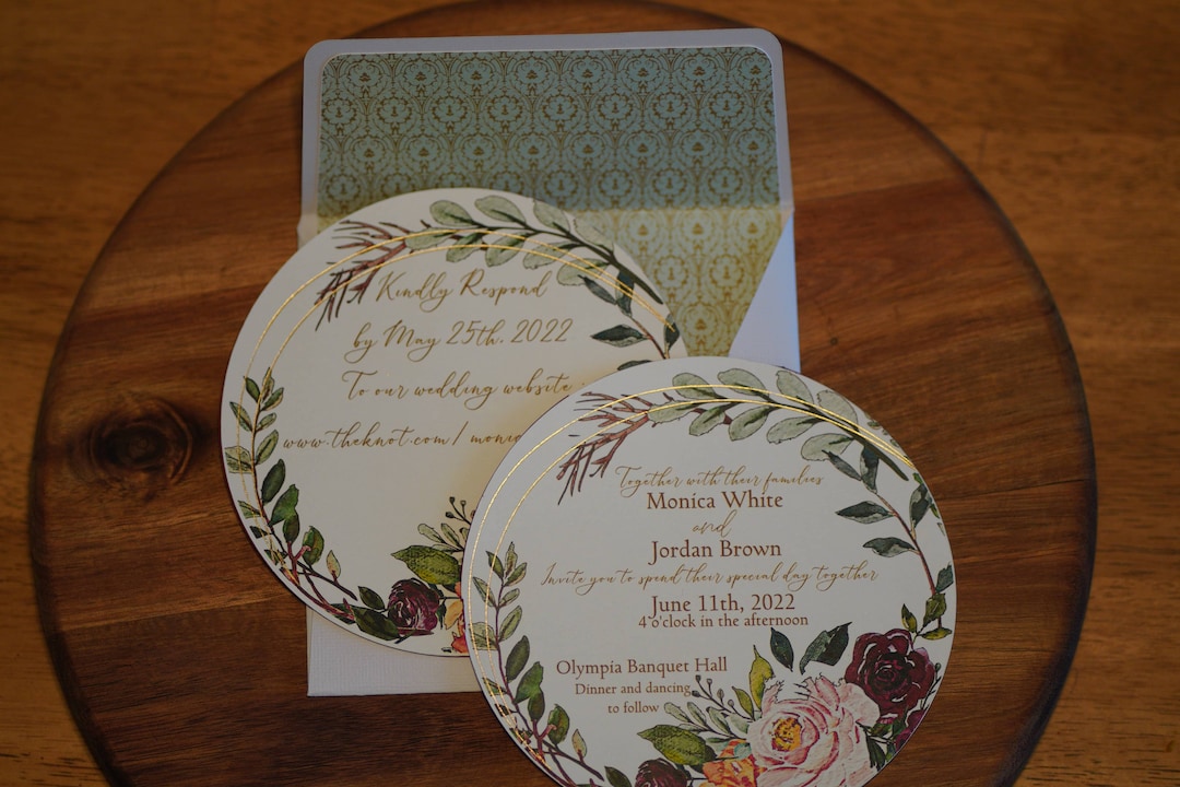 Round Invitations With Foil - Etsy